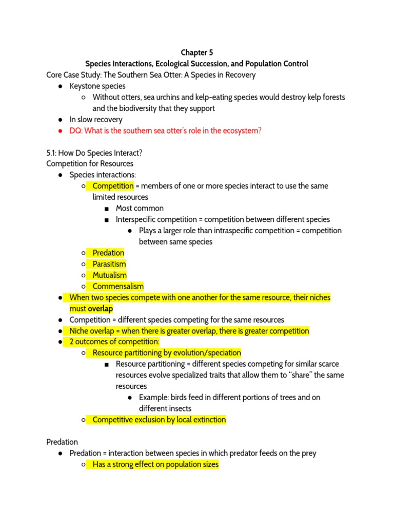 5 Species Interactions, Ecological Succession, Population Control | PDF ...