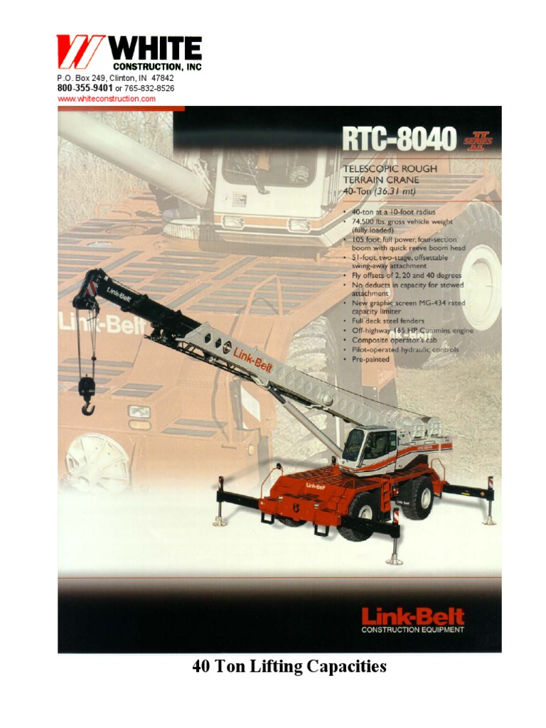 40 Ton Lifting Capacities: P.O. Box 249, Clinton, IN 47842 or 765-832 ...