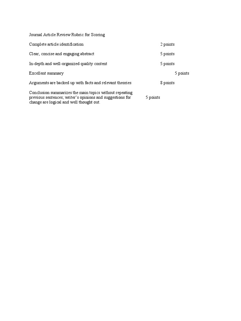 Journal Article Review Scoring Guide | PDF