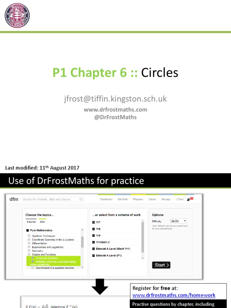 Solutions to Circles Exercises from Pearson Pure Mathematics Textbook | PDF | Circle | Perpendicular