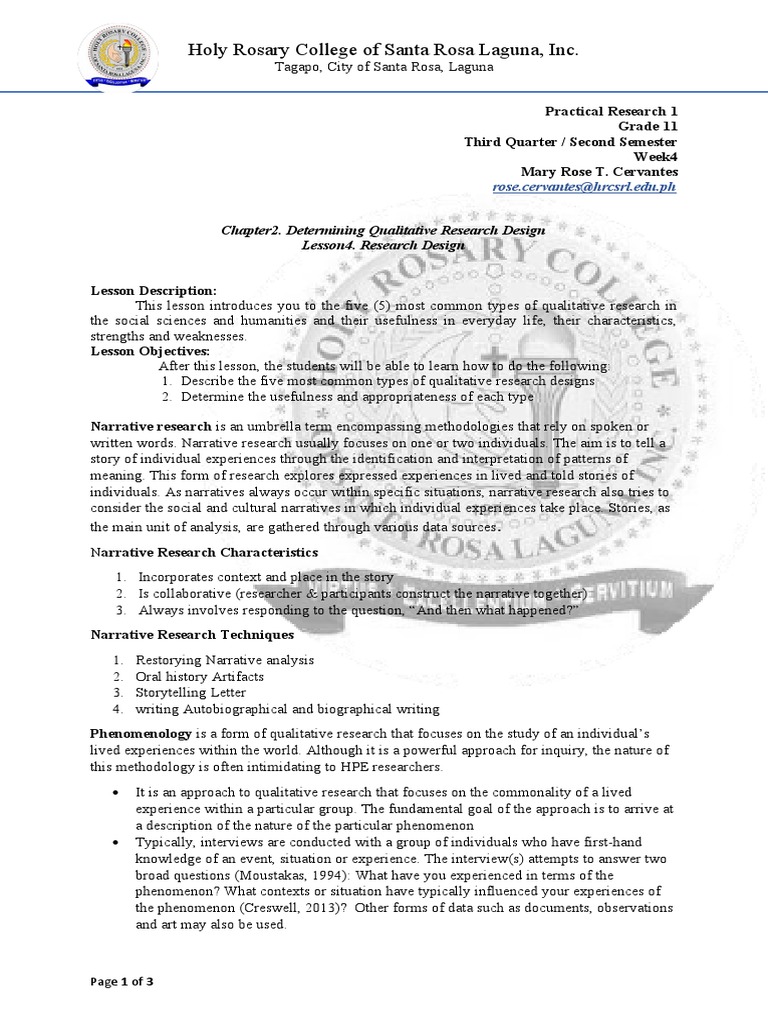 3rd QUARTER PR1 MODULE 4 | PDF | Case Study | Qualitative Research
