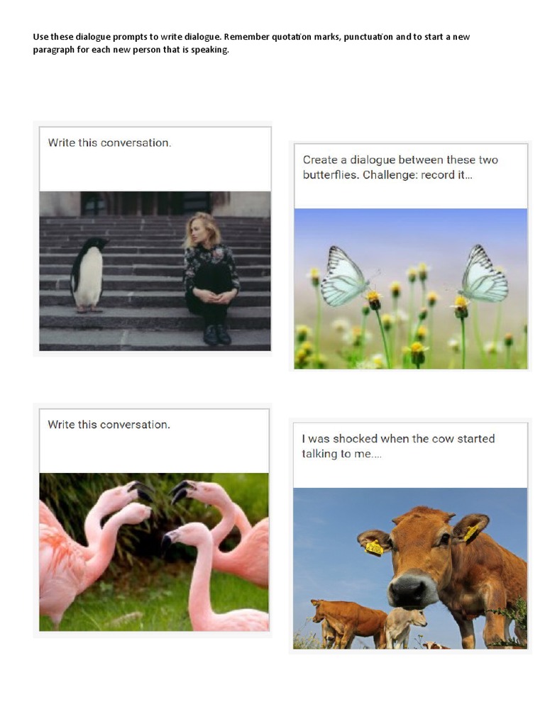 Use These Dialogue Prompts To Write Dialogue. Remember Quotation Marks ...