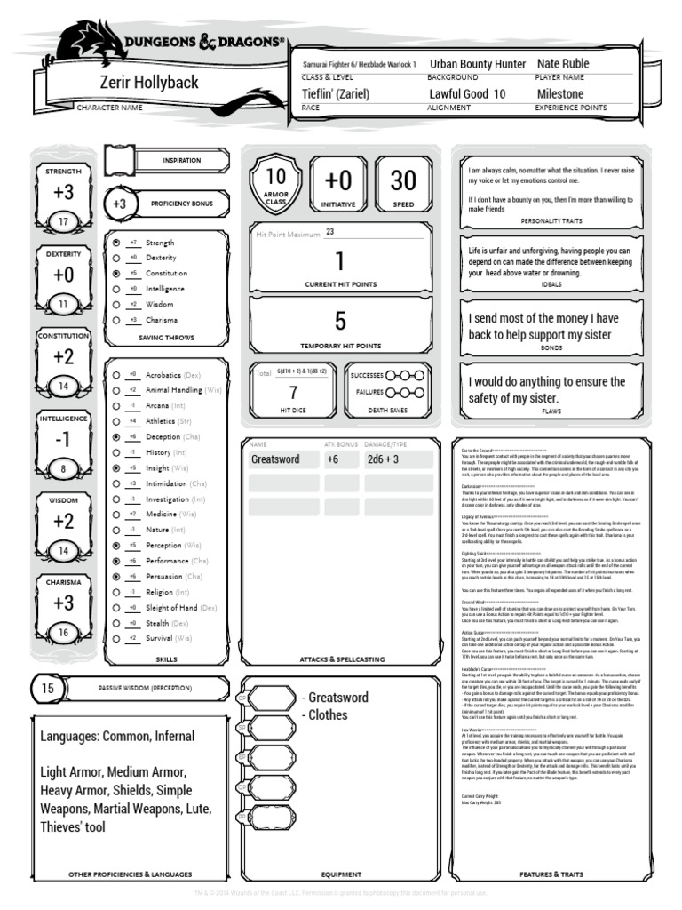 DND Zerir Simulacrum Stats | PDF | Role Playing Games | Gaming
