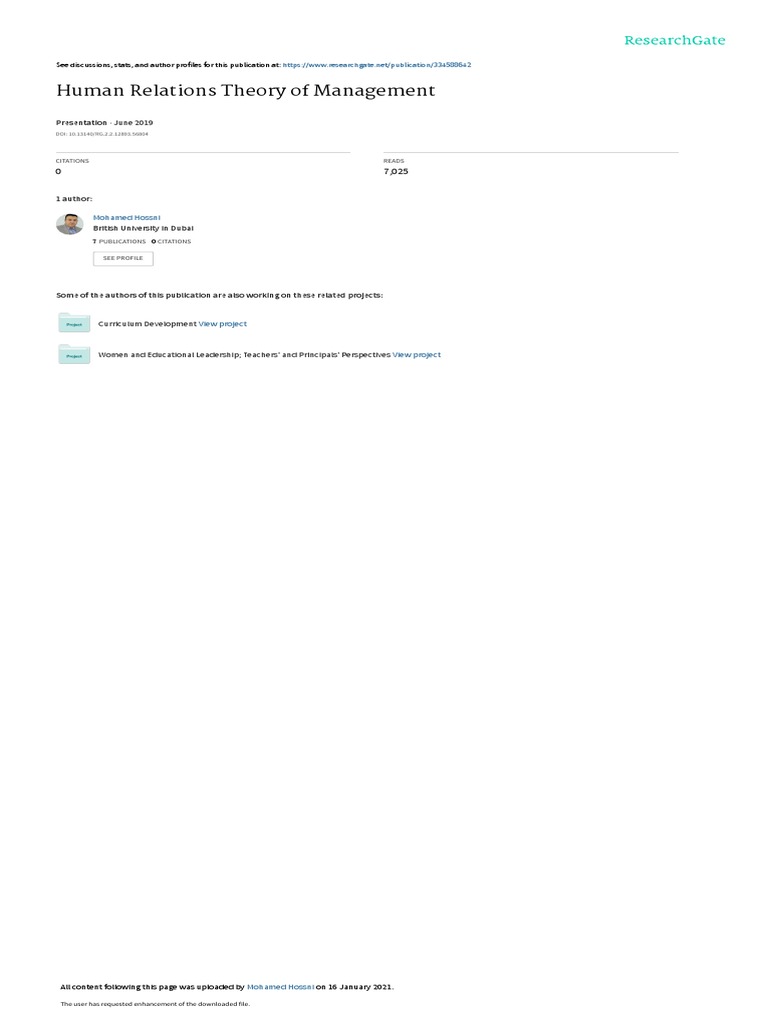 Human Relations Theory | PDF | Human Nature | Social Psychology