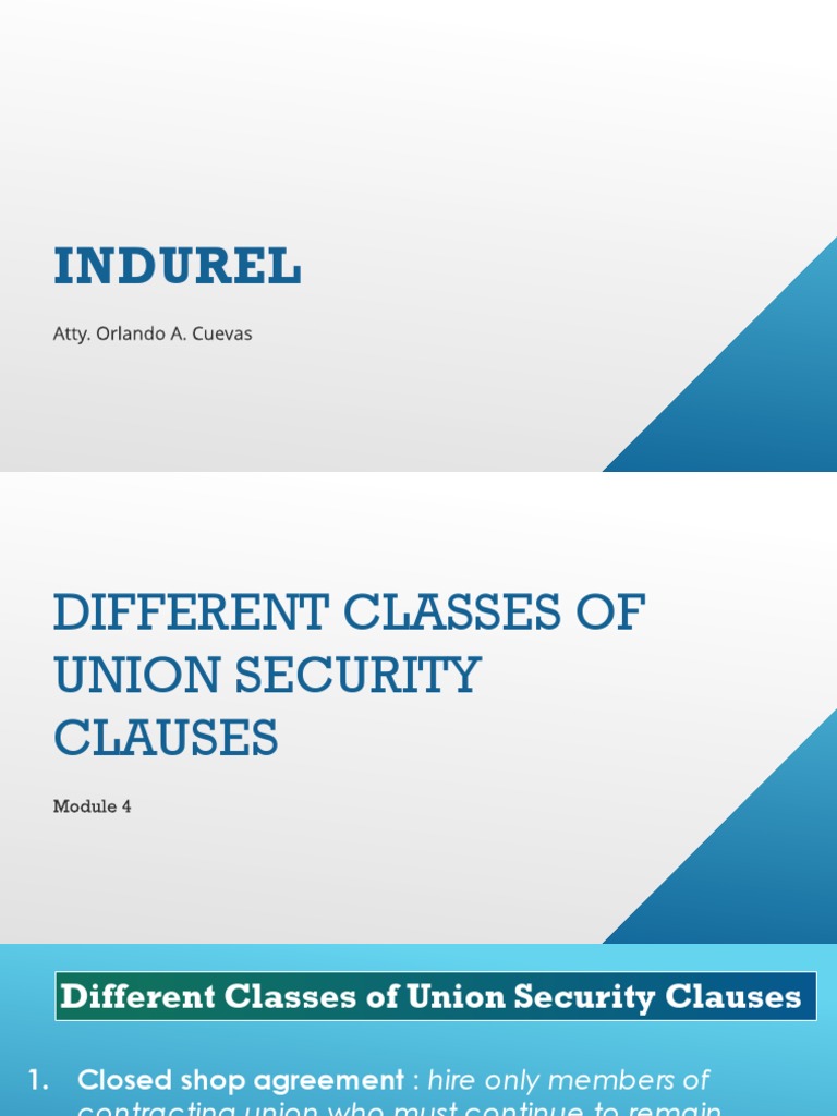 Indurel Module 4 Different Classes of Union Security Clauses | PDF ...
