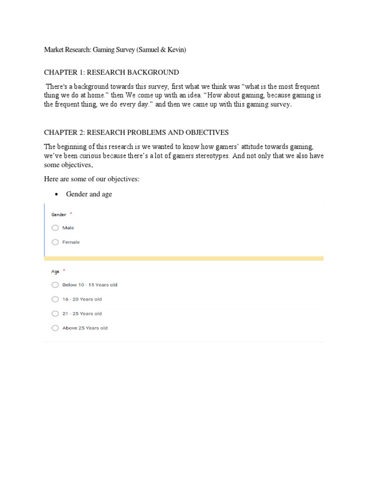 Market Research - Gaming Survey (Report) | PDF | Survey Methodology ...