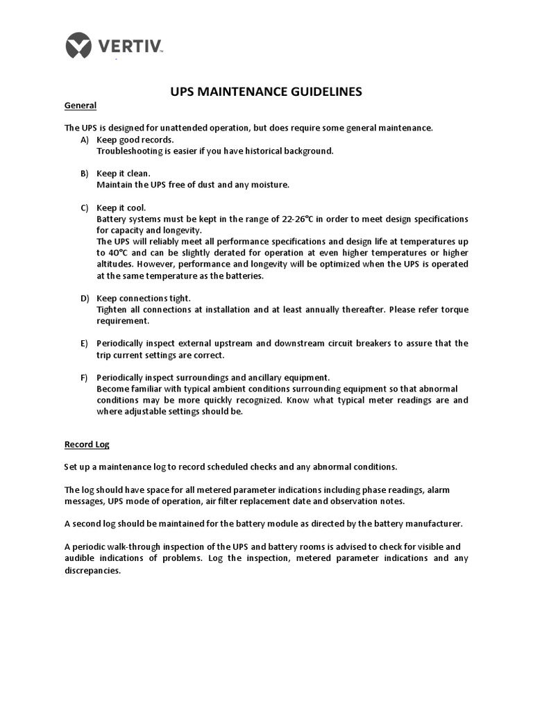 UPS Maintenance Guidelines | PDF | Capacitor | Direct Current