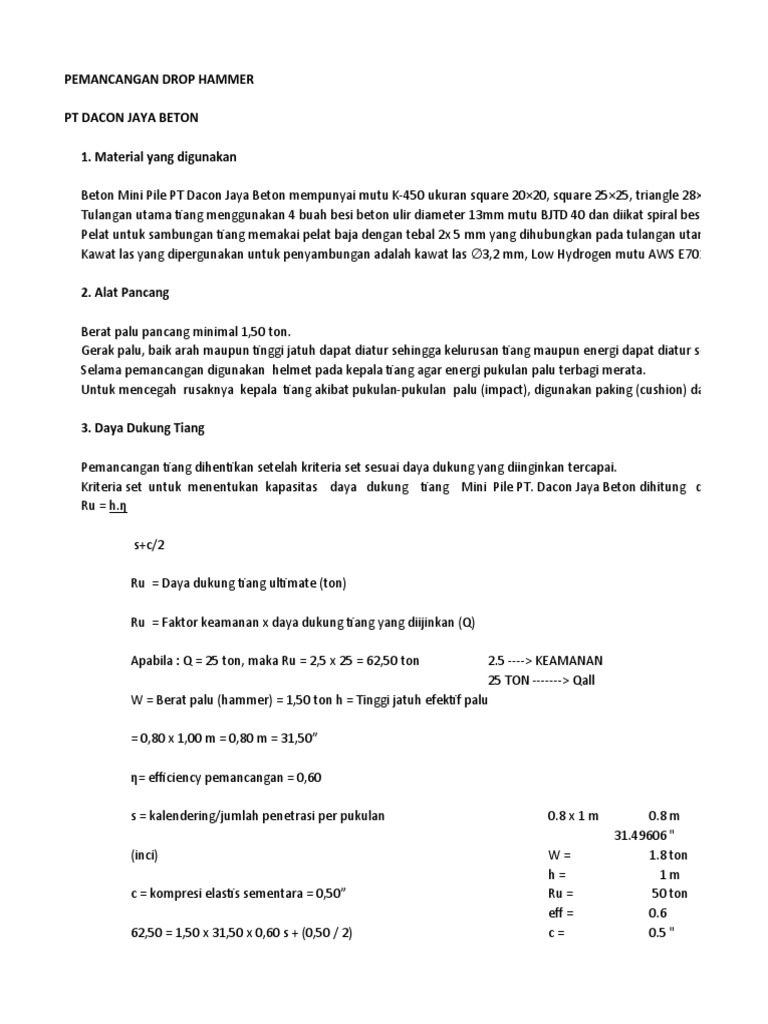 Kalendering Tiang Pancang | PDF
