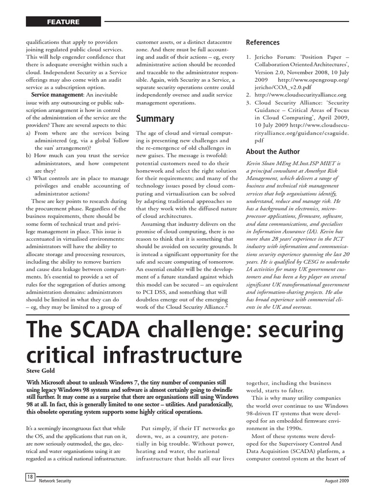 2009 - The SCADA Challenge - Securing Critical Infrastructure | PDF ...