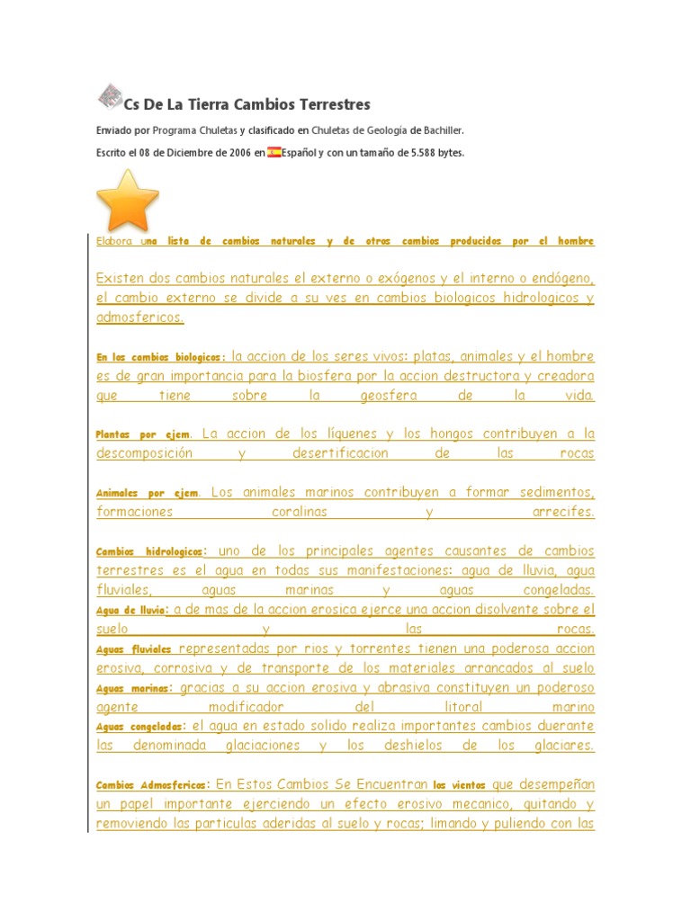 Cs de La Tierra Cambios Terrestres | PDF | Roca (geología) | Tierra