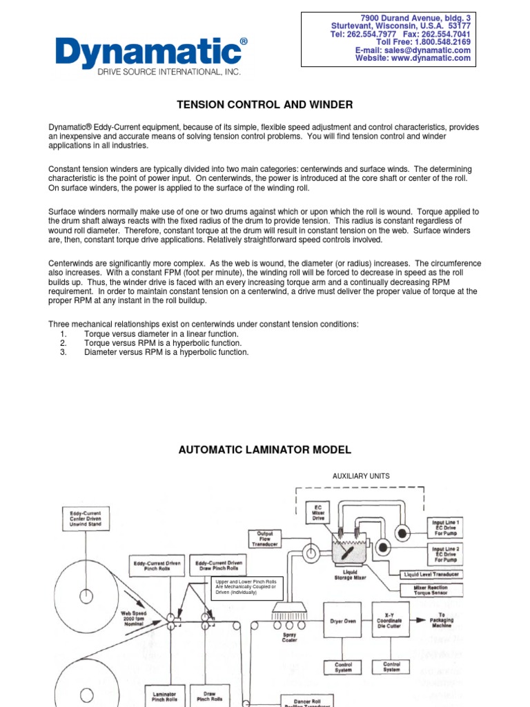 Tension Control and Winder Application Guide | PDF | Horsepower ...