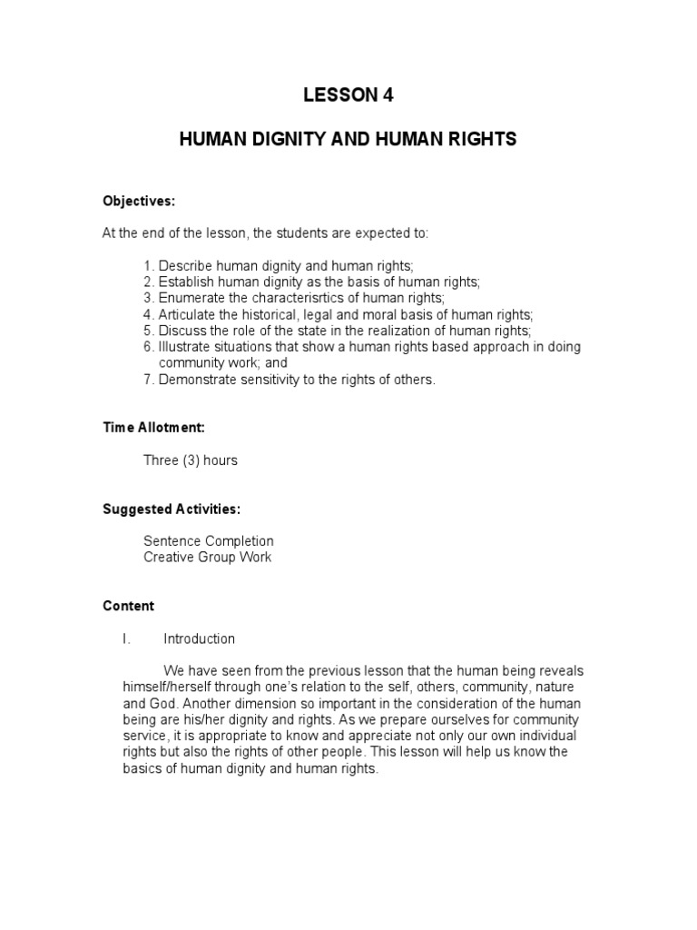 Lecture - Nstp.human Rights and Dignity | PDF | Human Rights | Rights