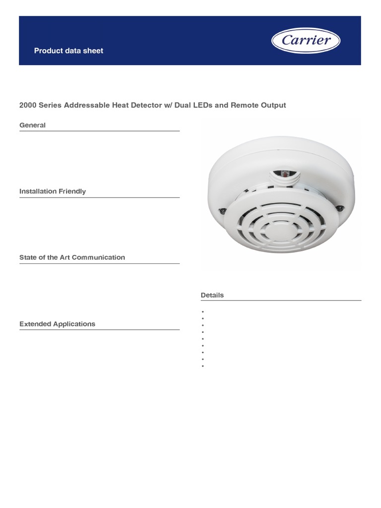 2000 Series Addressable Heat Detector W/ Dual Leds and Remote Output ...