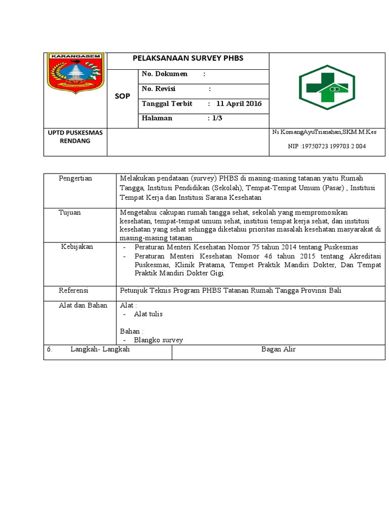 SOP Survey PHBS | PDF | Pengembangan Diri