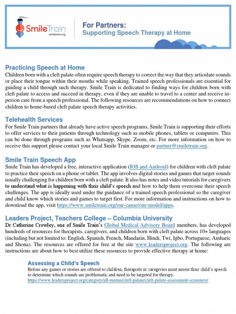 Cleft Palate Speech Therapy Guide | PDF | Speech | Speech Language ...