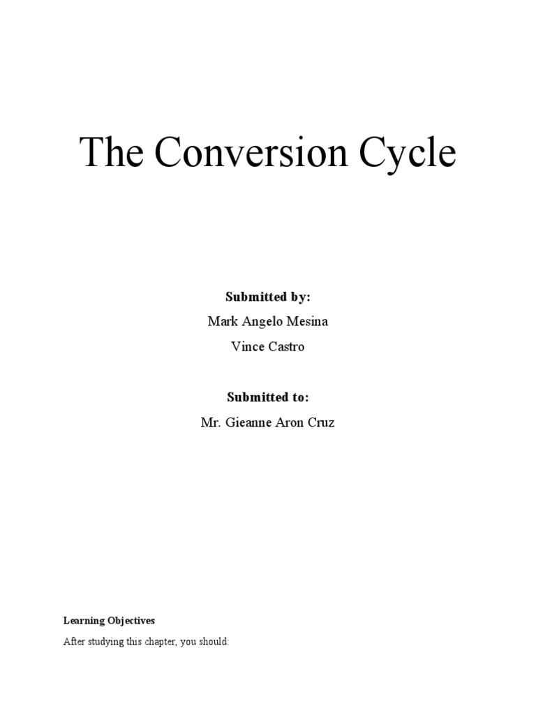 Understanding the Conversion Cycle | PDF | Inventory | Enterprise ...