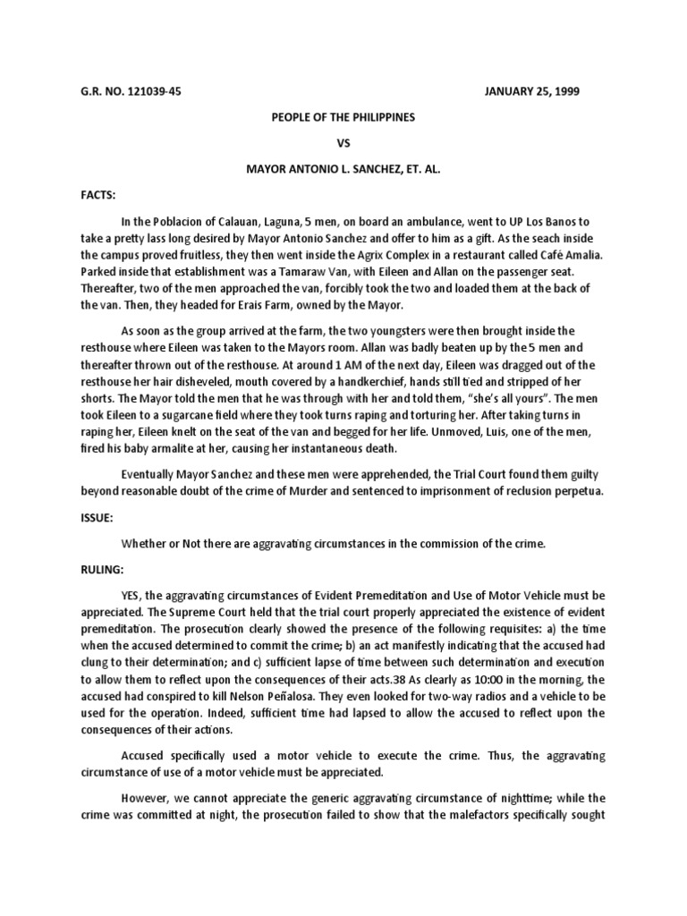 Mayor Antonio Sanchez Case Summary | PDF | Murder | Law Enforcement