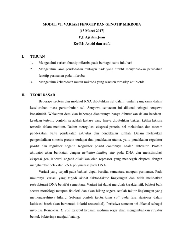 Modul VI - Genetika Mikroba | PDF