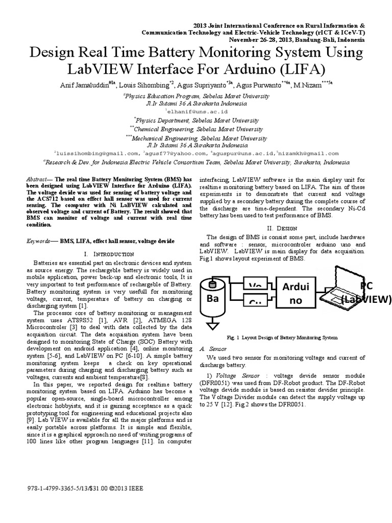 Design Real Time Battery Monitoring System Using Labview Interface For ...