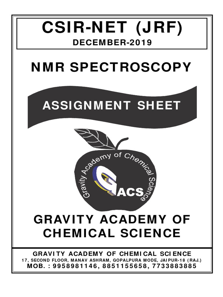 Assignment on NMR Spectroscopy Questions from Previous CSIR NET (JRF ...