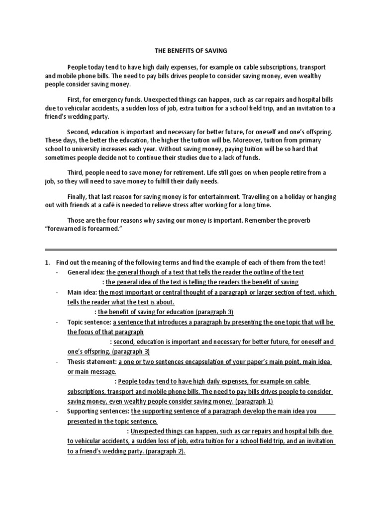 The Benefits of Saving | PDF | Sentence (Linguistics) | Linguistics