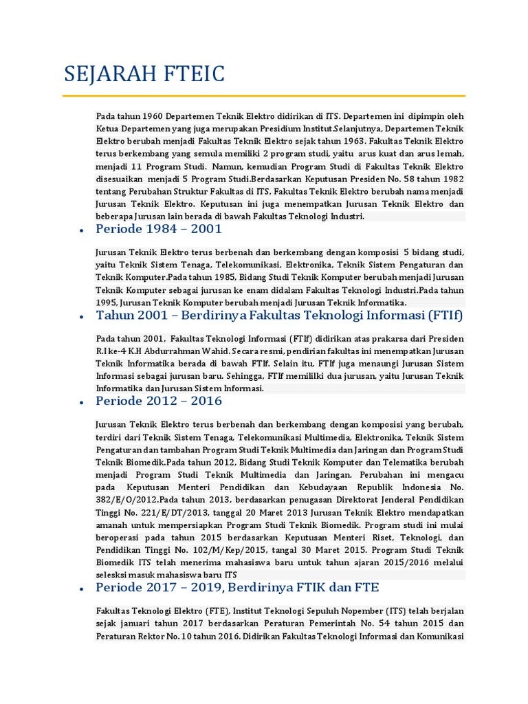 Sejarah FTEIC di ITS | PDF