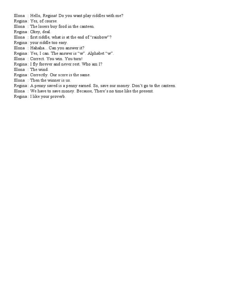 Kelas 10 - Dialogue Riddles and Proverbs | PDF