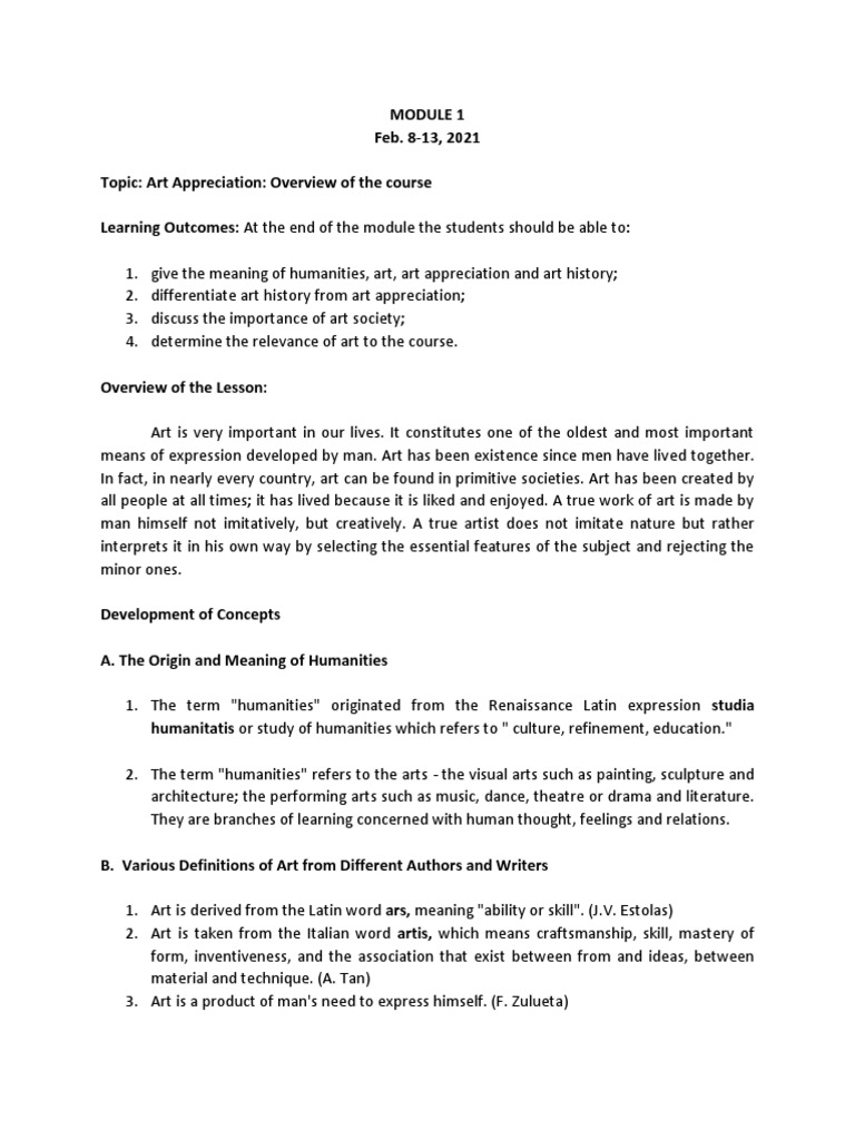 Art App Module 1 | PDF | Humanities | Idea