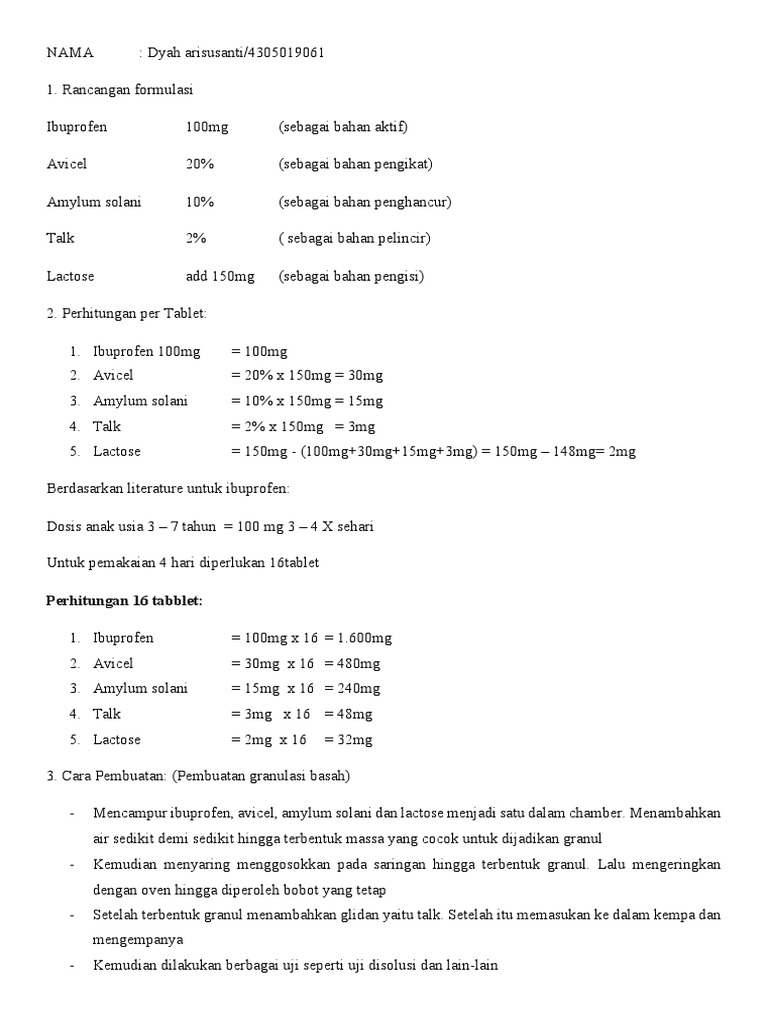 Preformulasi Ibuprofen Salinan | PDF