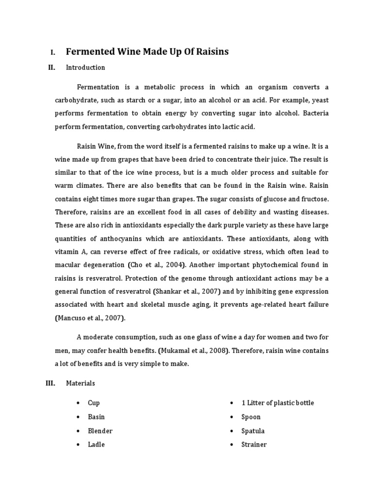 Fermented Raisin - Raisin Wine | PDF | Fermentation | Raisin