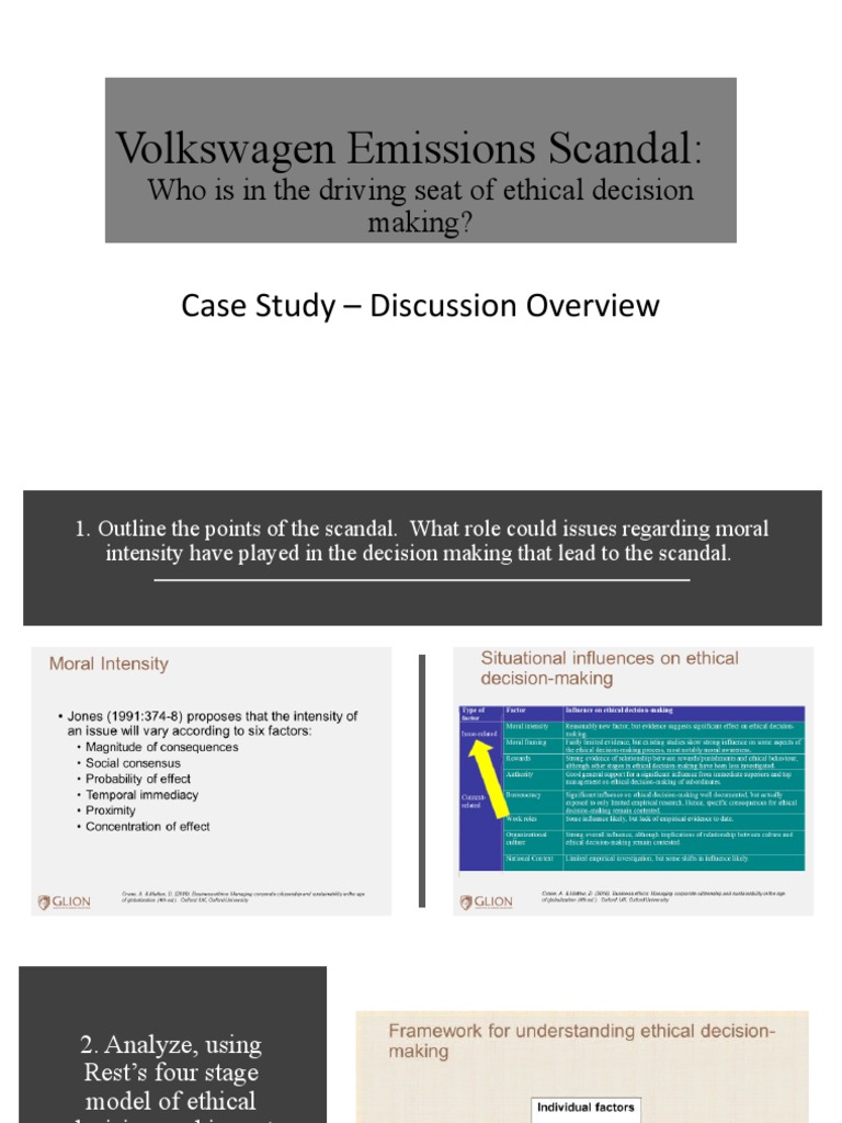 Volkswagen Emissions Scandal Case Study Discussion Overview | PDF ...