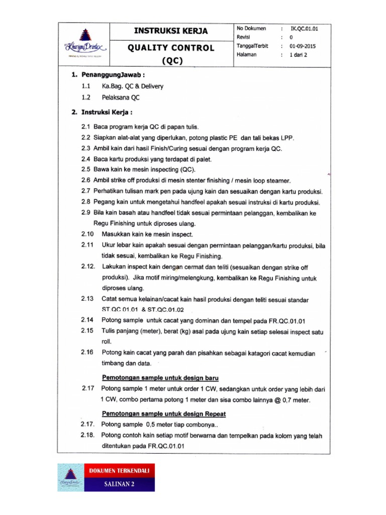 IK - QC.01.01 Quality Control (QC) #2 | PDF
