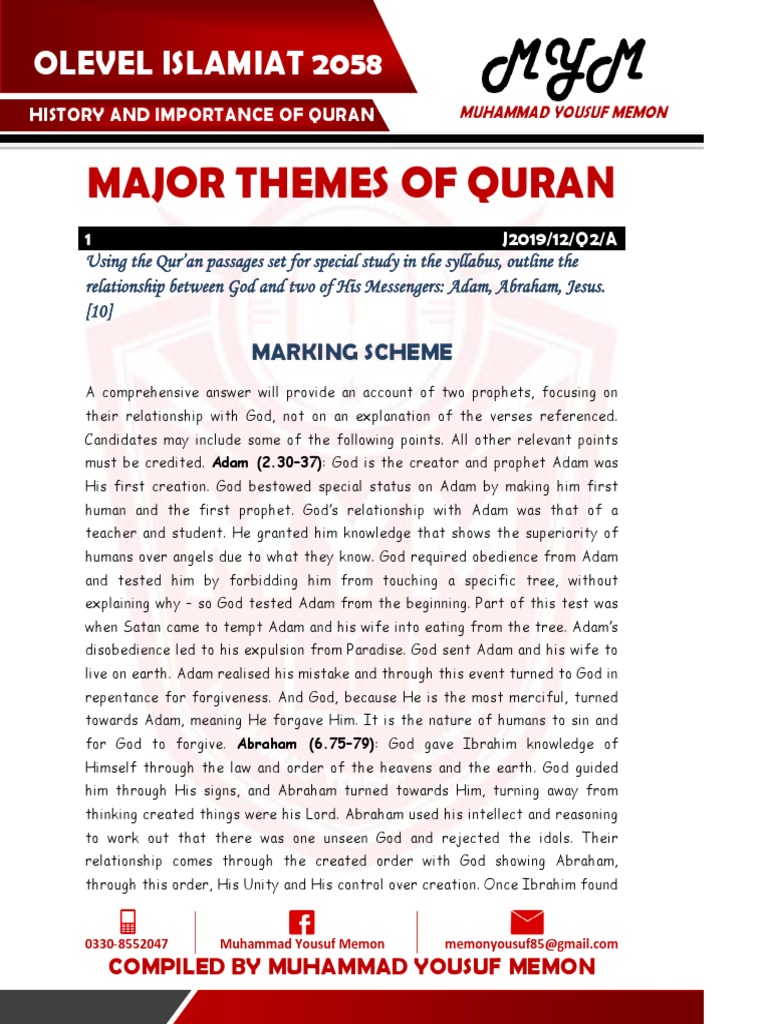 Themes of Quranic Pessages | PDF | God In Islam | Jesus In Islam