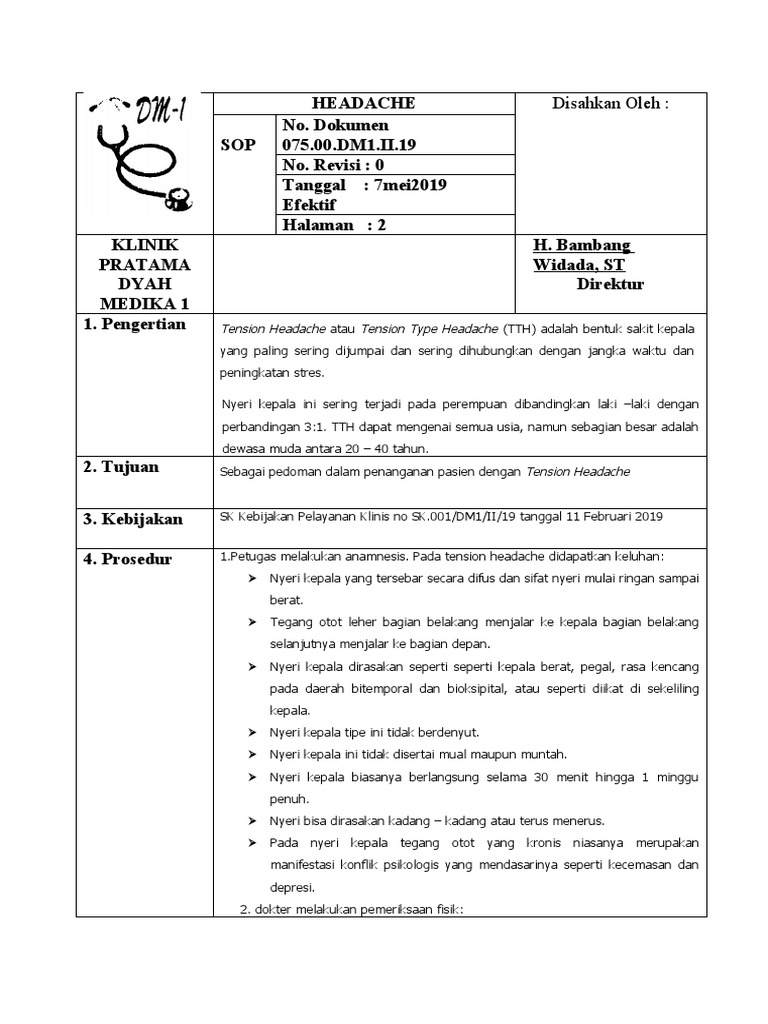 3.sop Headache | PDF | Kesehatan Holistik
