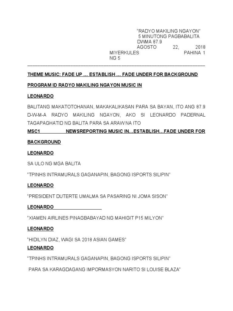 RADYO MAKILING NGAYON SCRIPT Official | PDF