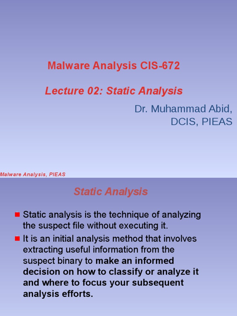 Static Analysis | PDF | Malware | File Format