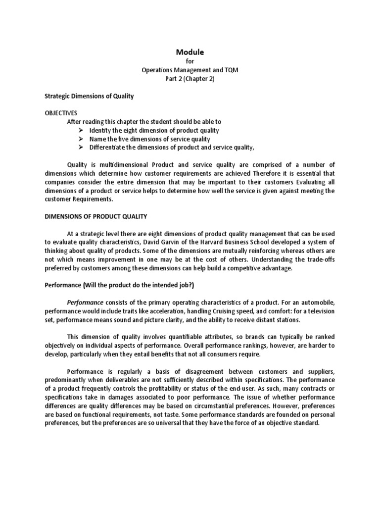 Strategic Dimensions of Quality | PDF | Reliability Engineering ...