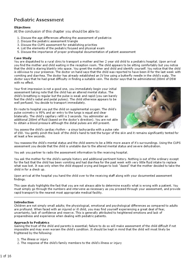 Pediatric Assessment: at The Conclusion of This Chapter You Should Be ...