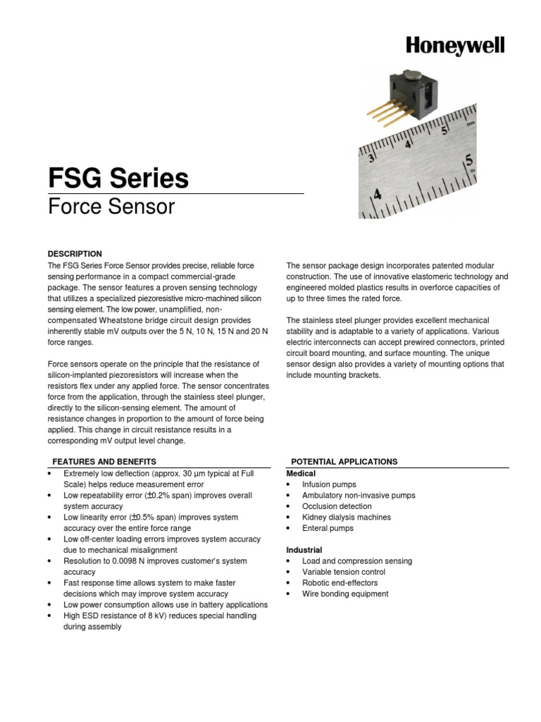 Honeywell Sensing Force Sensors FSG Product Sheet 008028 2 EN | PDF | Temperature | Sensor