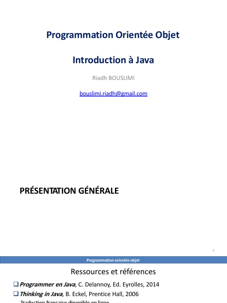 Introduction à la POO en Java | PDF | Structure de contrôle | Java ...