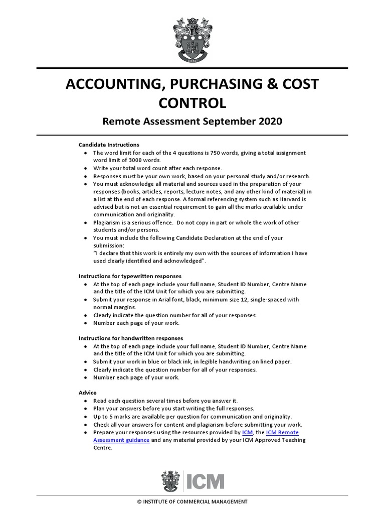 Accounting, Purchasing & Cost Control | PDF