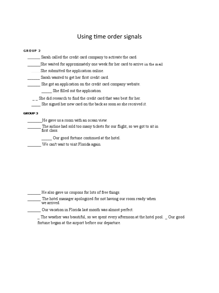 Using Time Order Signals: in The Mail | PDF | Games & Activities