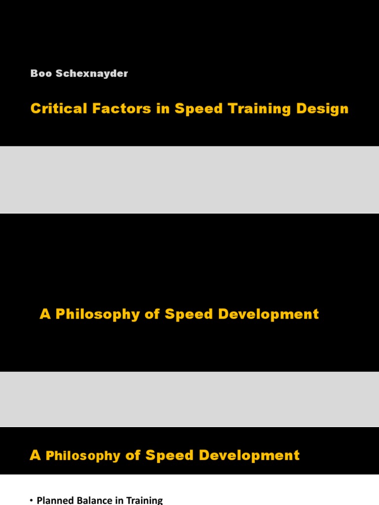 Critical Factors in Speed Training Design: Boo Schexnayder | PDF | Nature