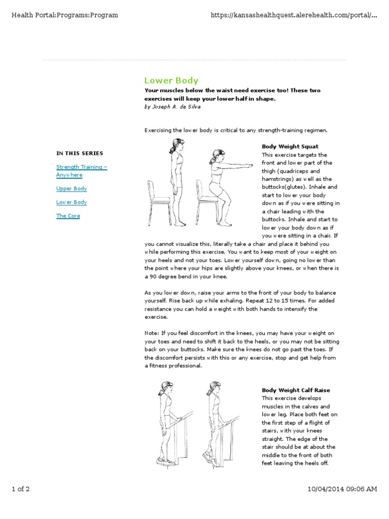 Lower Body Exercises | PDF | Strength Training | Physical Exercise