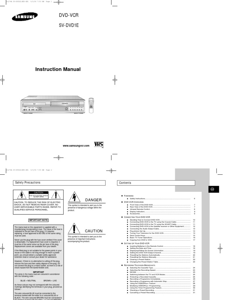 DVD-VCR: Instruction Manual | PDF | Videocassette Recorder | Cable ...