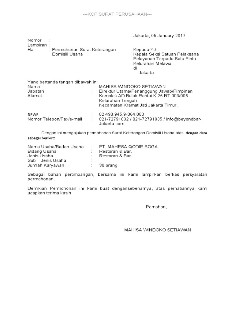 Surat Permohonan SKDU | PDF