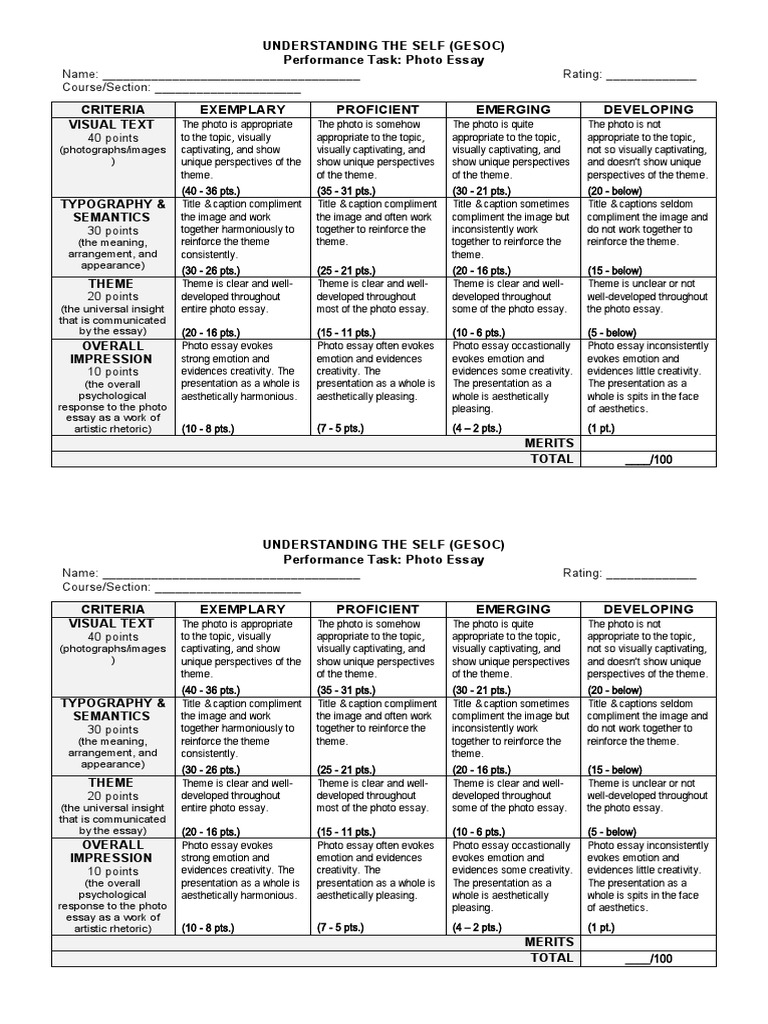 Photo Essay Rubrics | Download Free PDF | Essays | Aesthetics