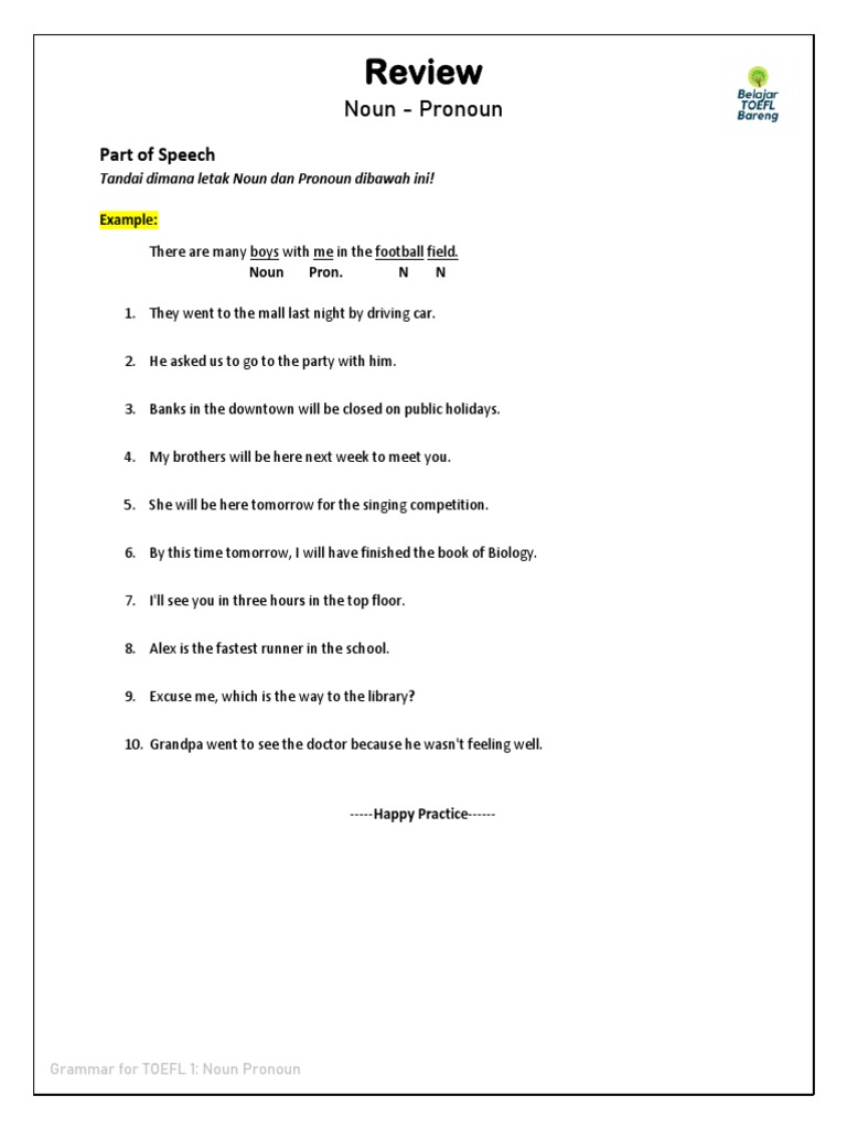 Review Noun-Pronoun | PDF | Syntax | Syntactic Relationships