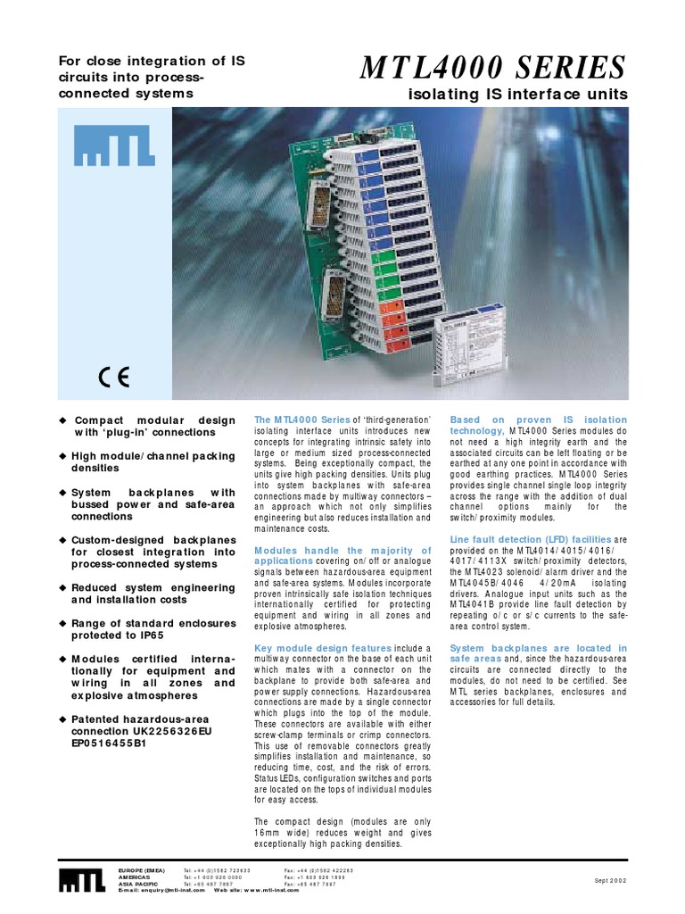 MTL 4000 Series Barriers Catalogue | PDF | Relay | Switch