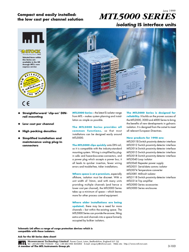 MTL 5000 Series Barriers Catalogue | PDF | Relay | Switch